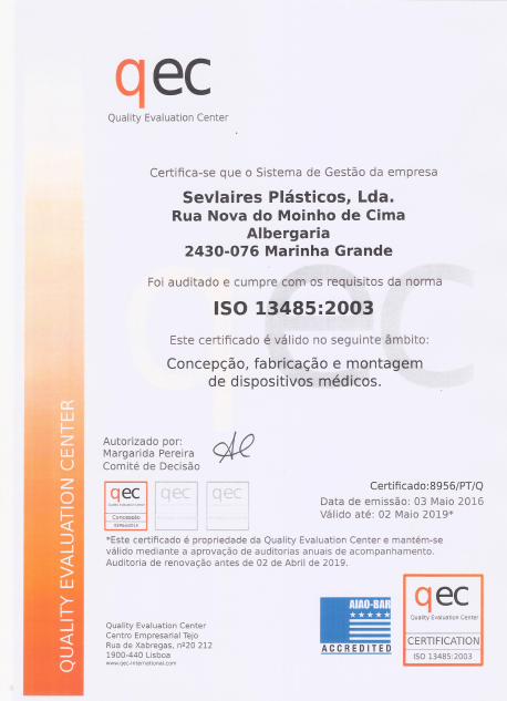 Certificação ISO 13485:2003 – Home | Sevlaires Plásticos